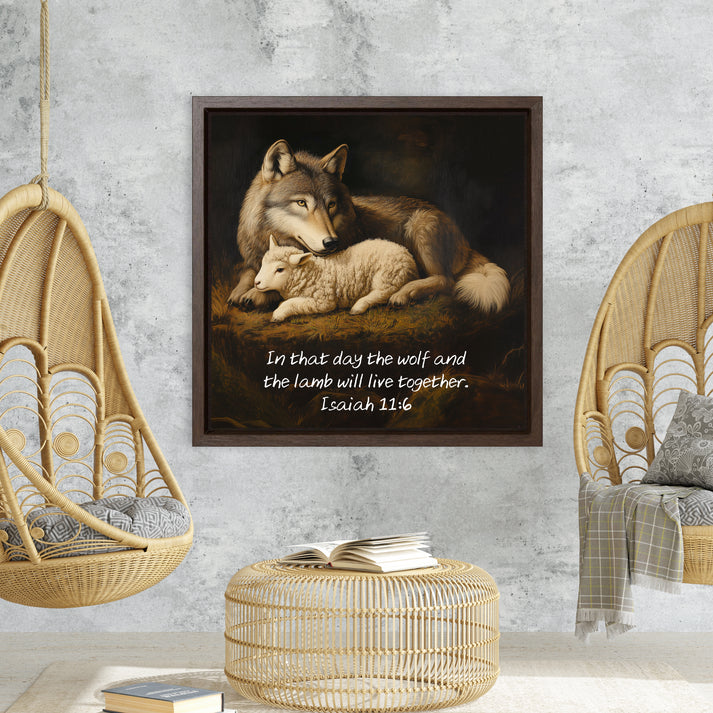 Isaiah 11:6 Wolf and Lamb Living Together Christian Canvas Print Wall